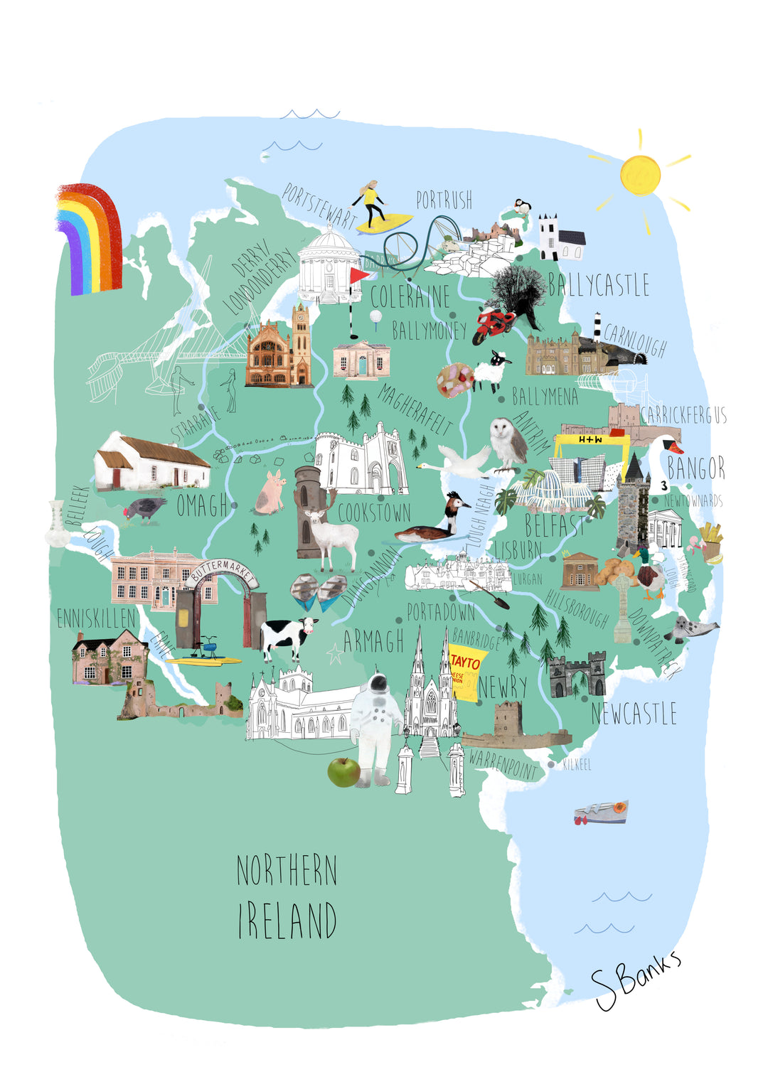 Northern Ireland Map Illustration – Susanna Banks Art
